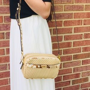Michael Kors | Bags | Michael Kors Straw Kenly Camera Crossbody Bag ...
